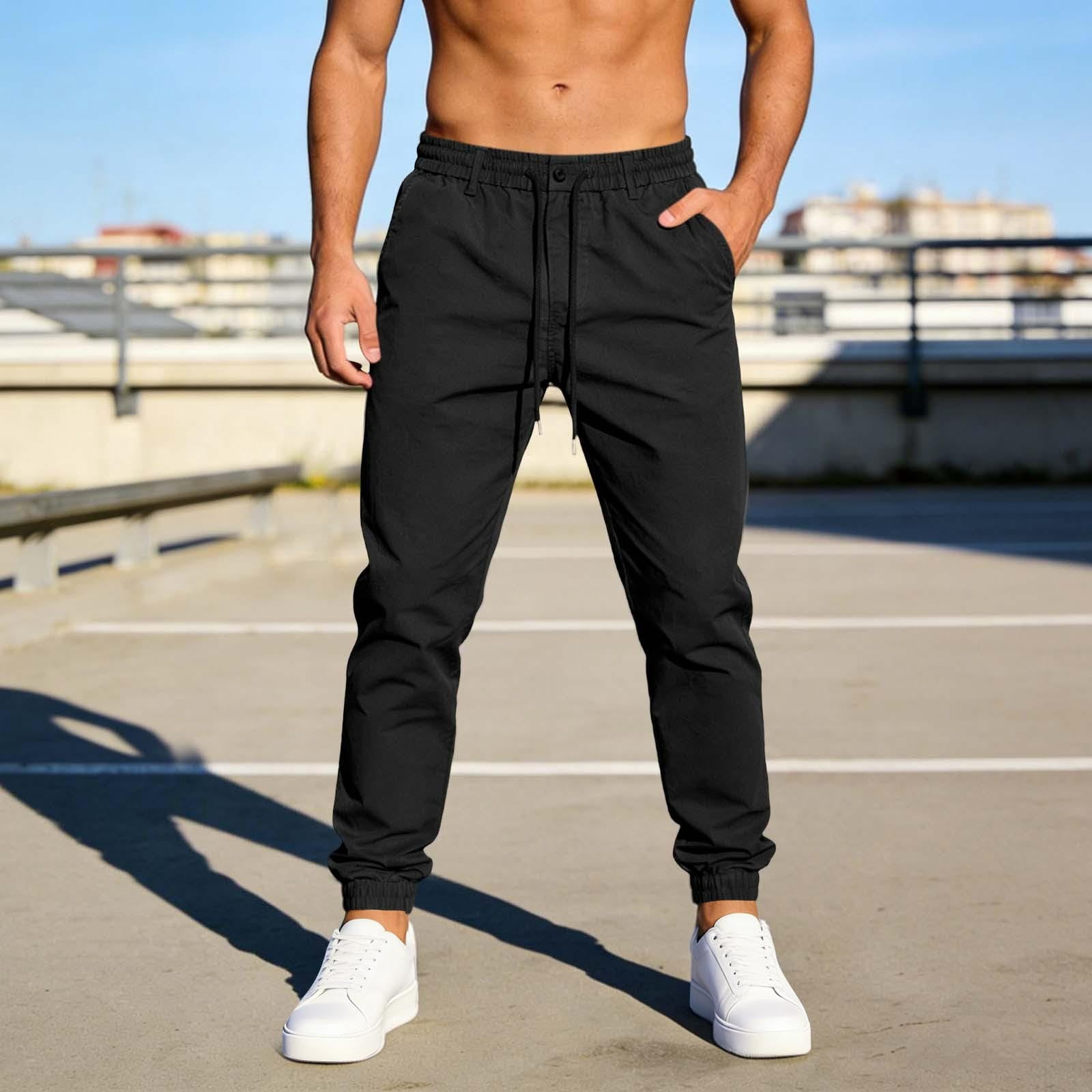 Blmnix Sweatpants with Pockets Men Pants Pleated Workout Pants Slim ...