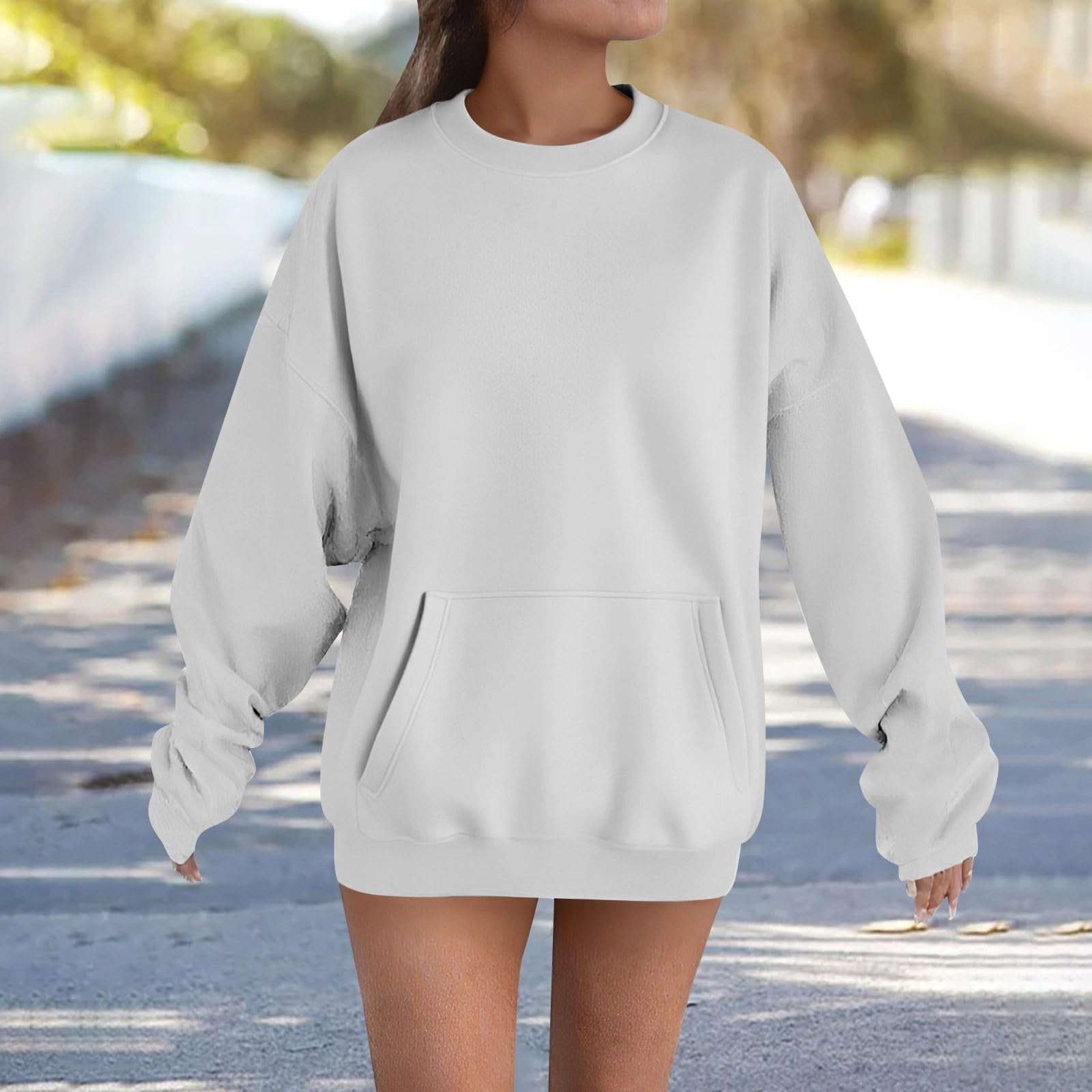 Blmnix Sweatshirts for Women Work Gray Plain Pullover Going Out Tops ...