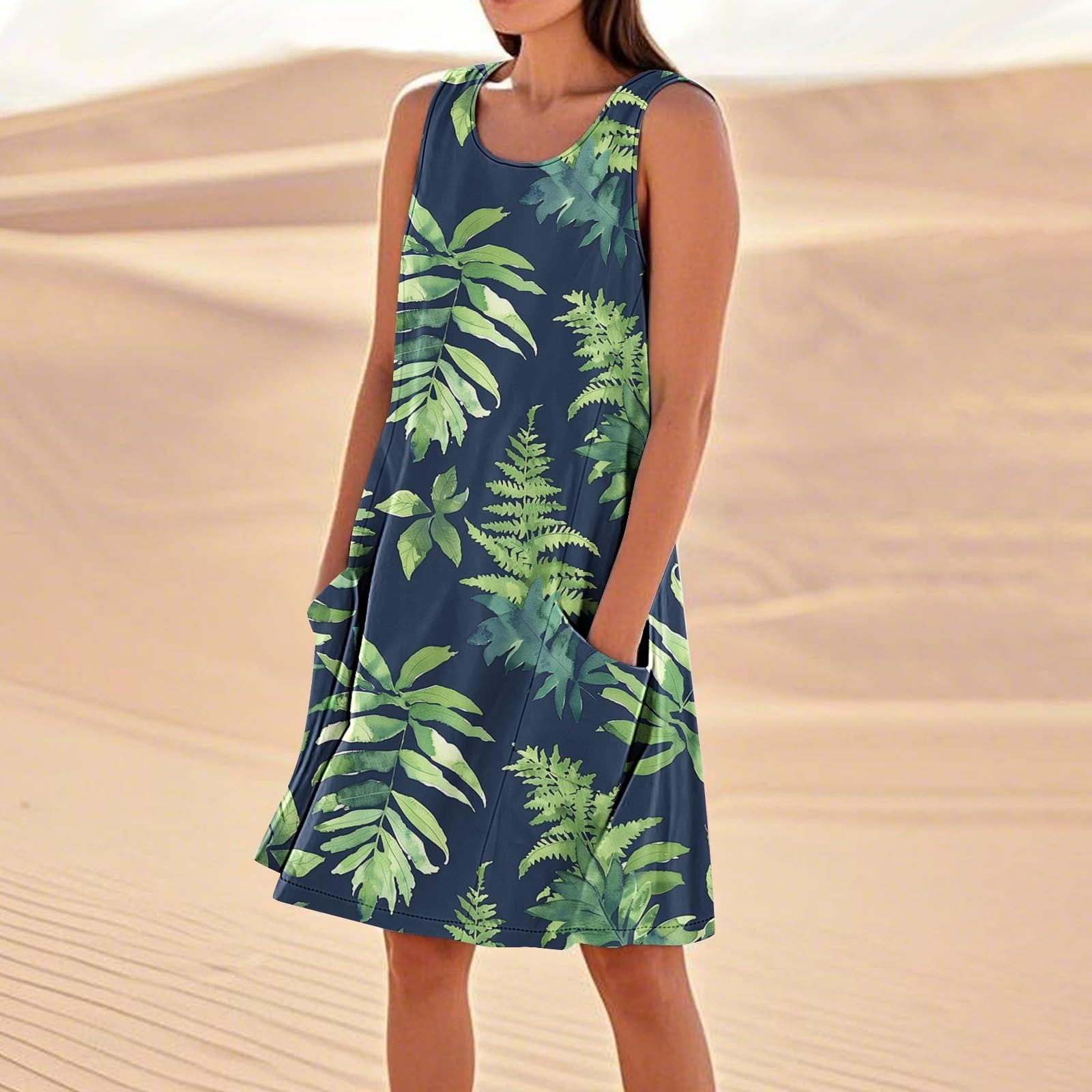 Blmnix Tank Holiday Dresses for Women 2026 Floral Beach Skirt Crew Neck ...