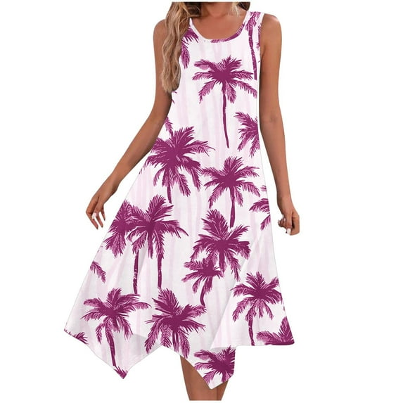 Blmnix Tank Holiday Dresses for Women 2026 Flowy Beach Dress Crew Neck ...