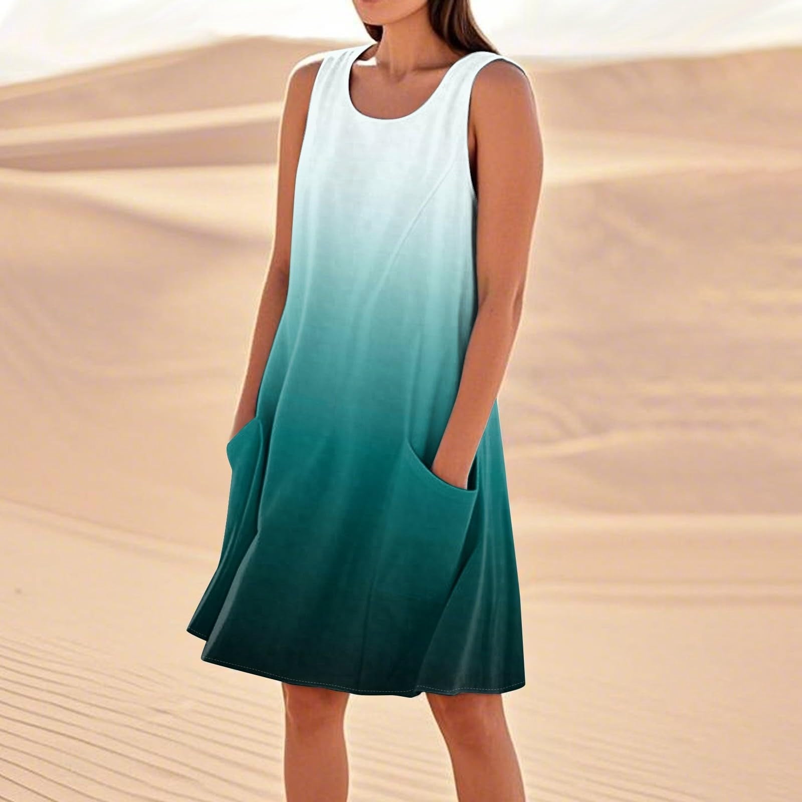 Blmnix Tank Holiday Dresses for Women Casual Gradient Dresses Crew Neck ...