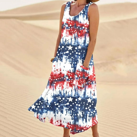 Blmnix Tank New Years Dress Cotton Linen Holiday Dresses Petticoat Crew ...