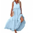 Blmnix Tea-Length Wedding Guest Dress Tank Holiday Pleated Dress Skirt ...