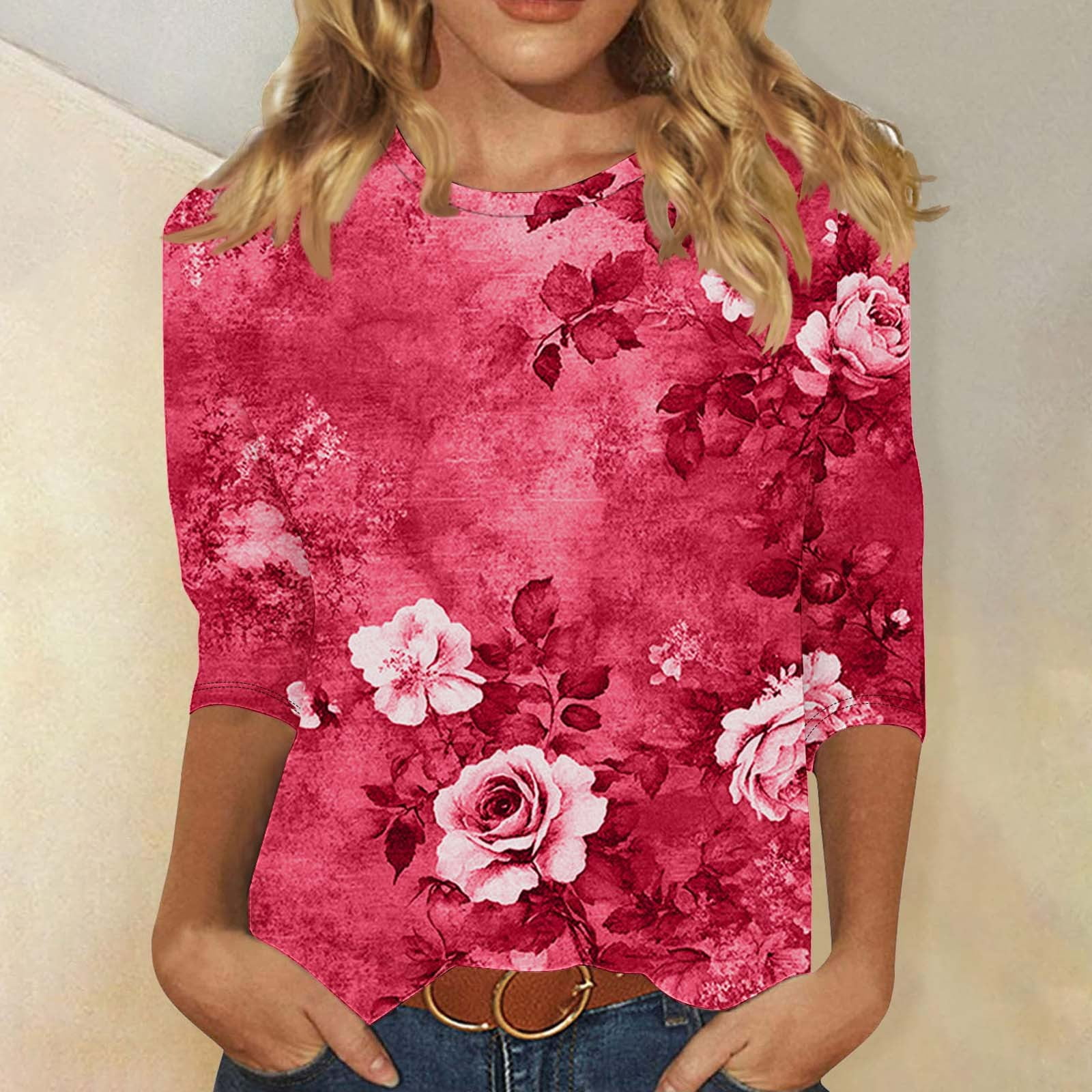 Blmnix Tees for Women Watermelon Red Dressy Casual Print Workout T ...
