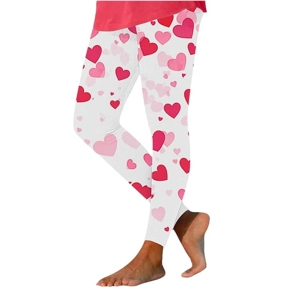 Blmnix Valentine Pants for Women Trendy Flat Front Leggings Pant Pink ...