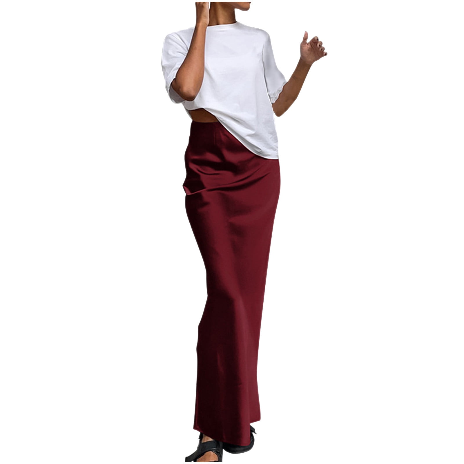 Blmnix Valentine Skirt for Women Fish Tail High Waisted Satin Skirts ...