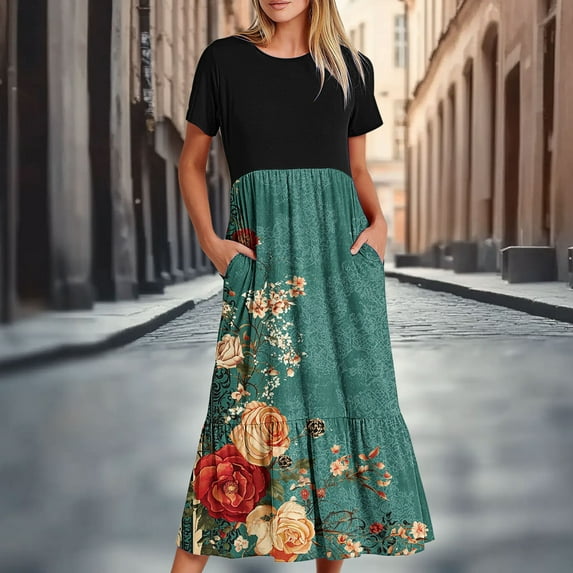 Blmnix Vintage Boho Dresses for Women Twofer Pleated Dress Cocktail ...