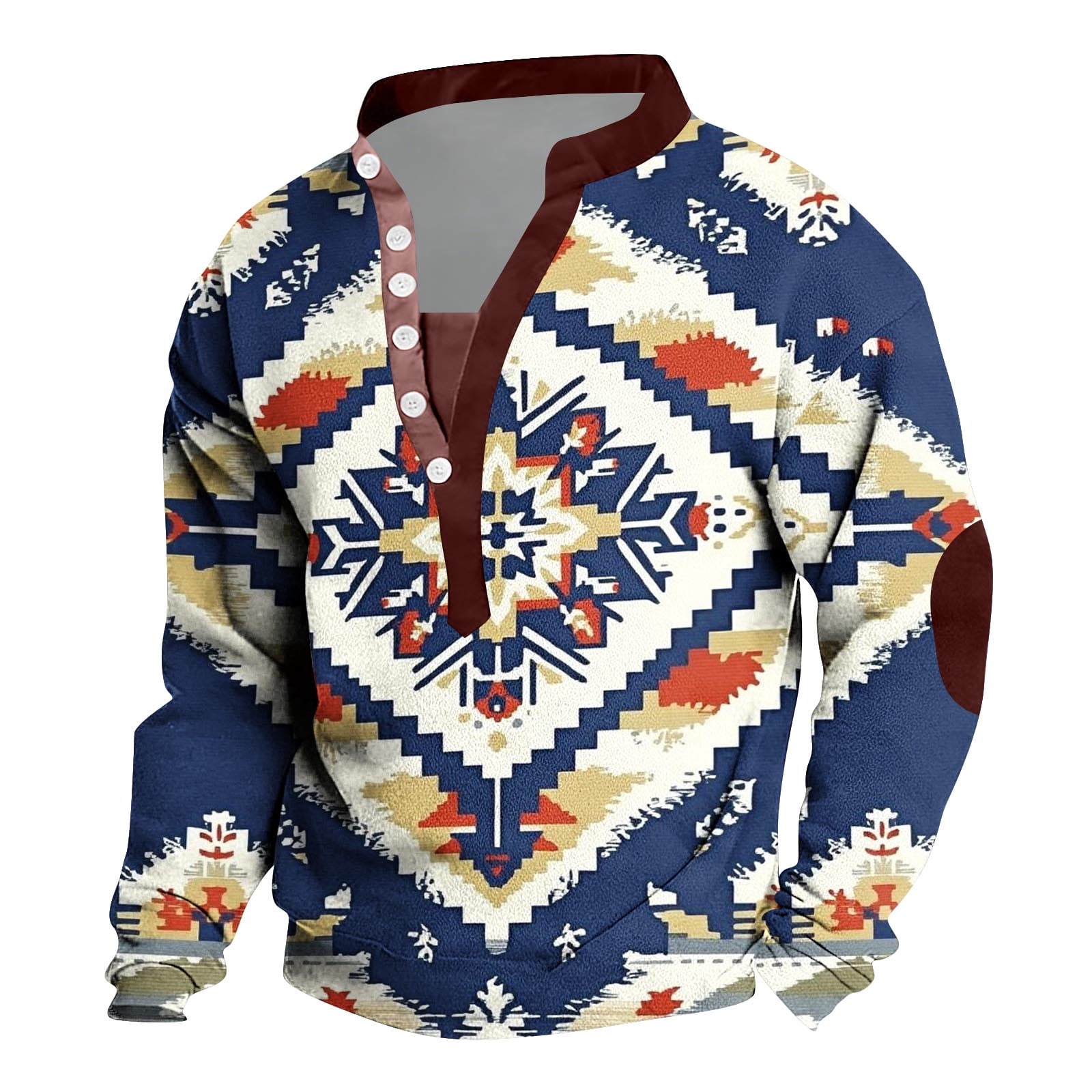 Blmnix Vintage Shirts Men Shirt Ringer Henley Shirts Tops Long Sleeve ...