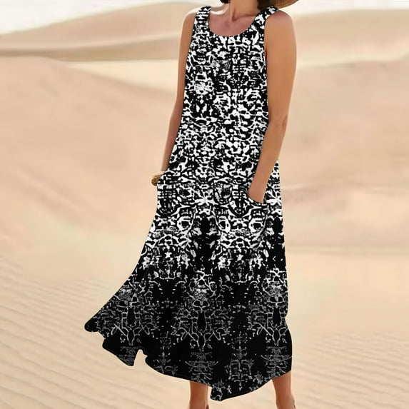 Blmnix Vintage Summer Dresses for Women Flowy Dresses Tank Under Dress ...