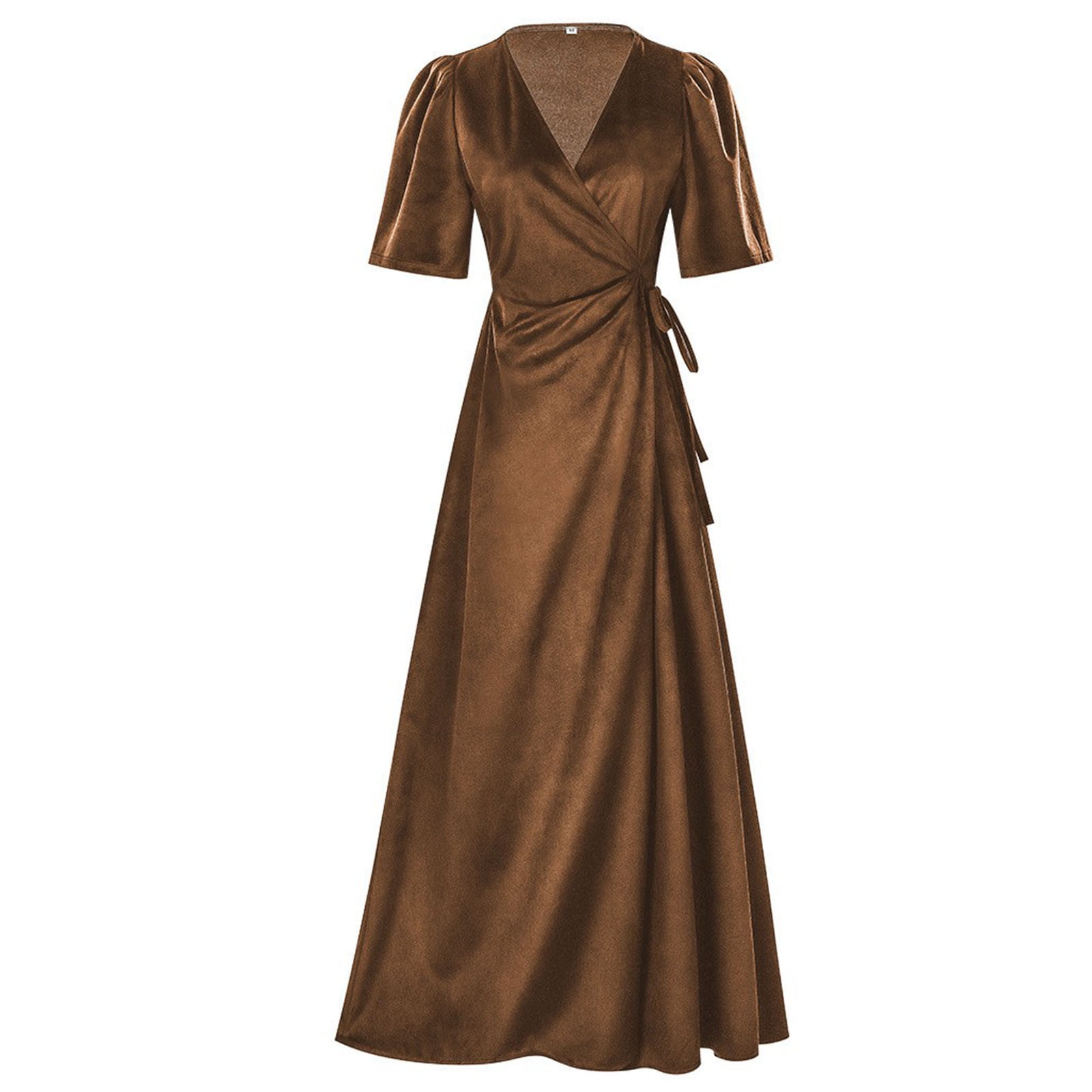 Blmnix Waisted Girls Dresses Evening Gown Velvet Dress Short Sleeve V ...