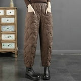 Blmnix Warm Pants Womens Pants Pleated Palazzo Pants Pajamas Brown High ...