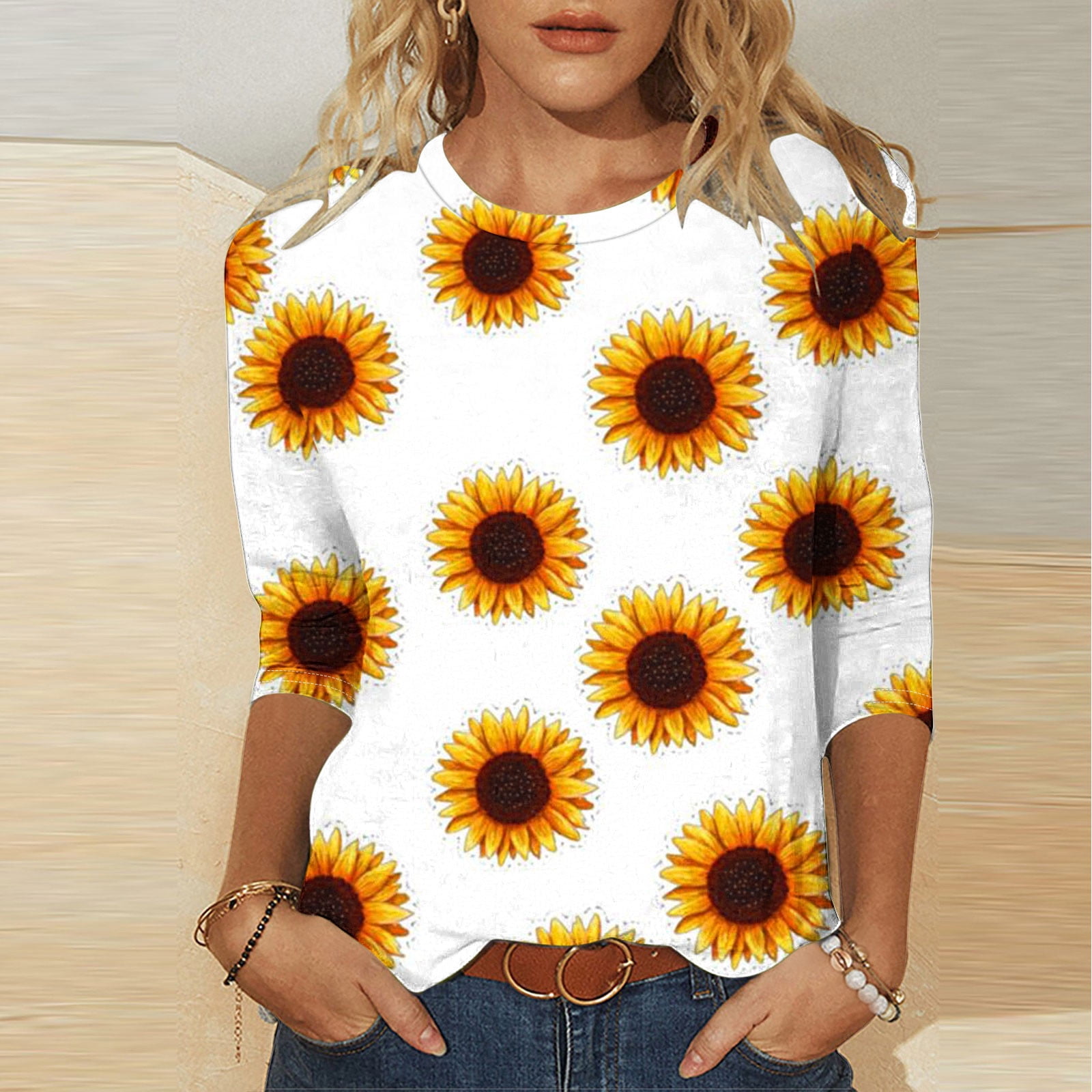 Blmnix White Tops for Ladies Fall Blouse Floral Dressy Casual Long ...
