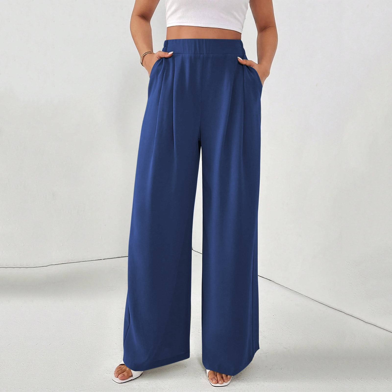 Blmnix Wide Leg Dress Pants for Women Dress Pants Petite Pants Pleated ...
