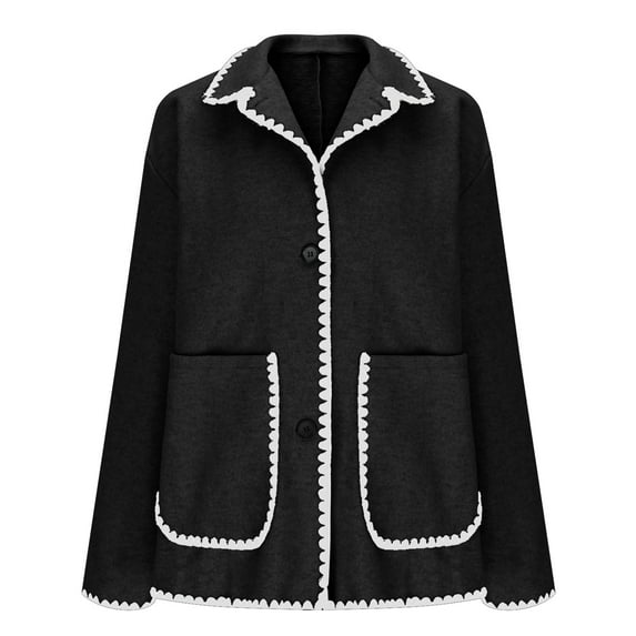 Blmnix Winter Jackets for Women Wool Black Button Down Fall Jackets ...
