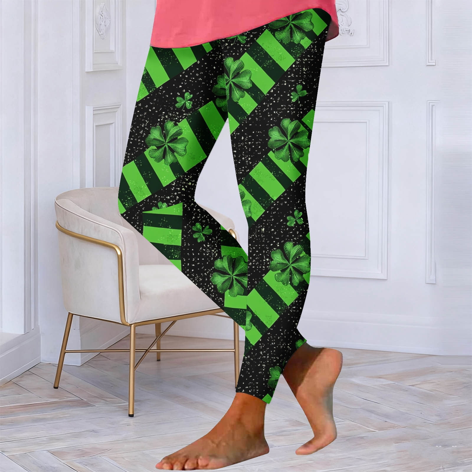 Blmnix Women's Pants Yoga Pants Flat Front St. Patrick Tight Pajamas ...