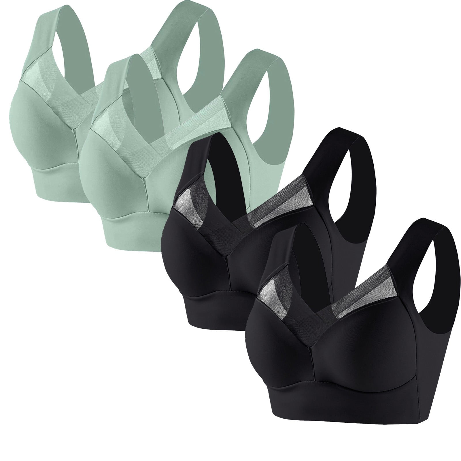 Blmnix Womens Bras Large Bust No Underwire Sheer Bra Black Full-Figure ...