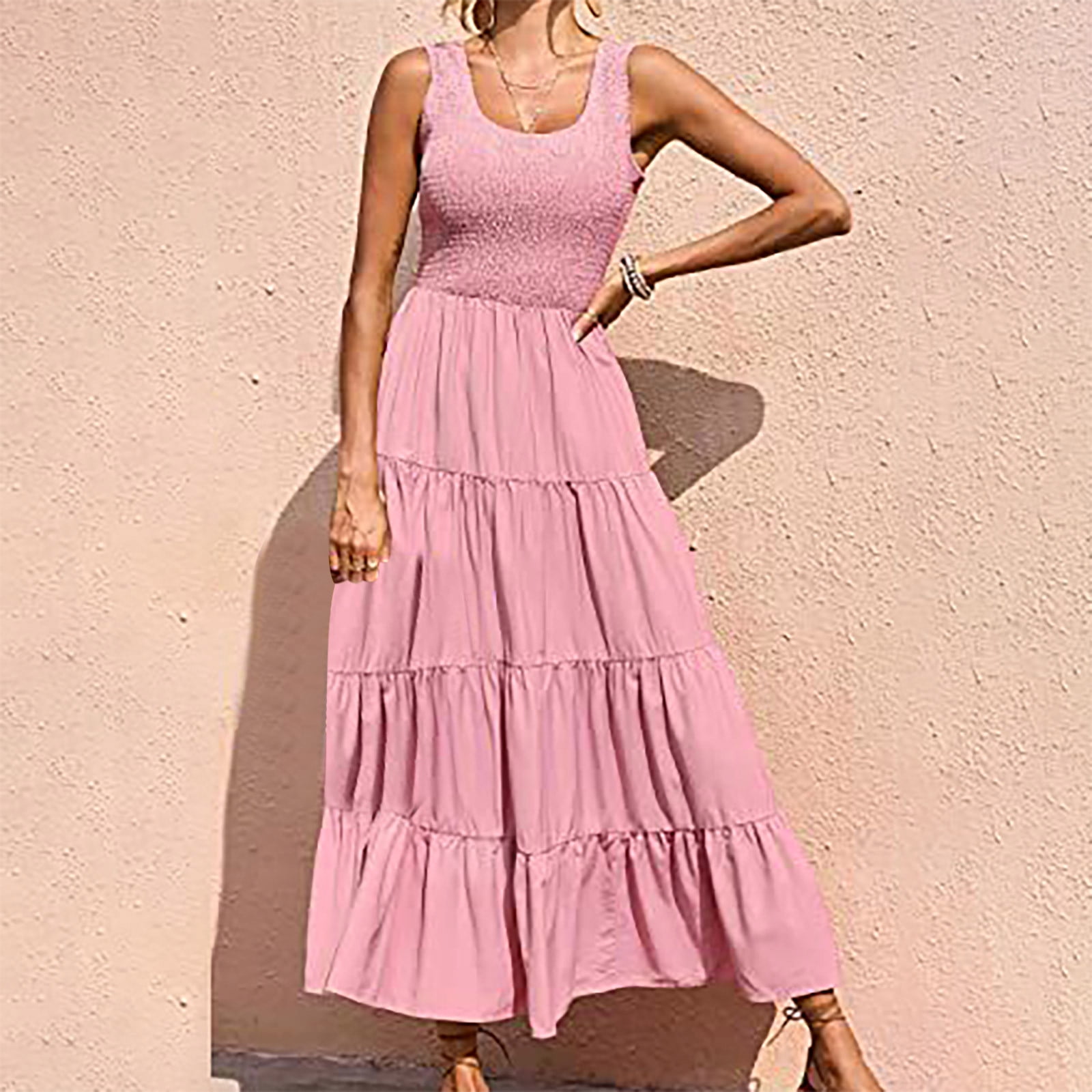 Blmnix Womens Dress Fit & Flare Long Dresses Tank Dress Dresses ...