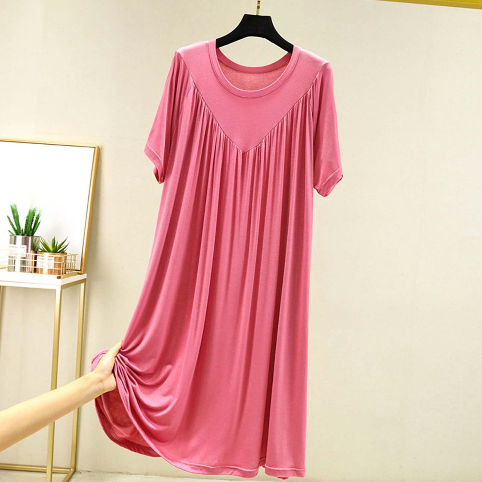 Blmnix Womens Nightgown Bamboo Nightgown Long Nightgowns Sleepshirts ...