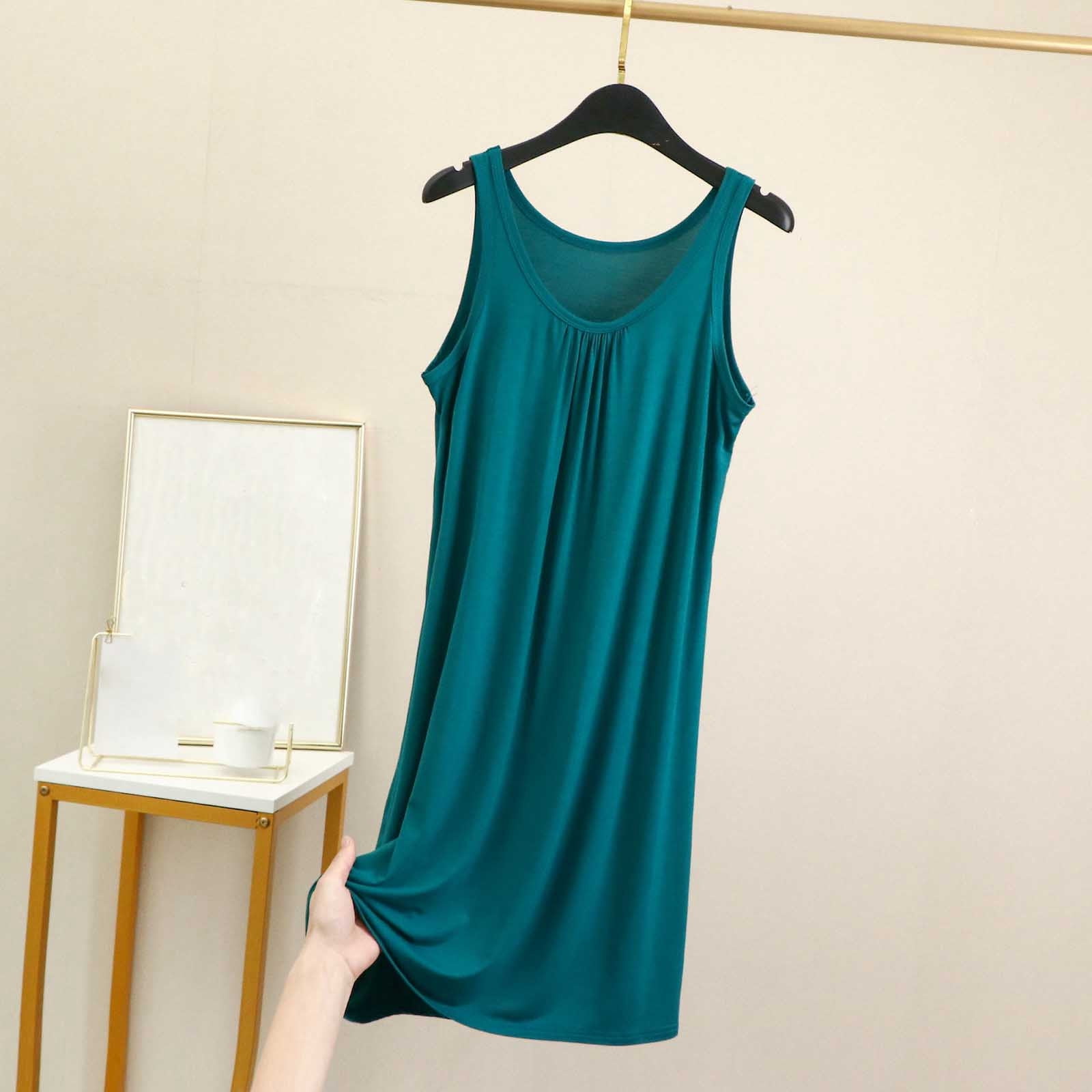 Blmnix Womens Nightgowns Mumu Cotton Nightshirt V-Neck Sleeveless ...