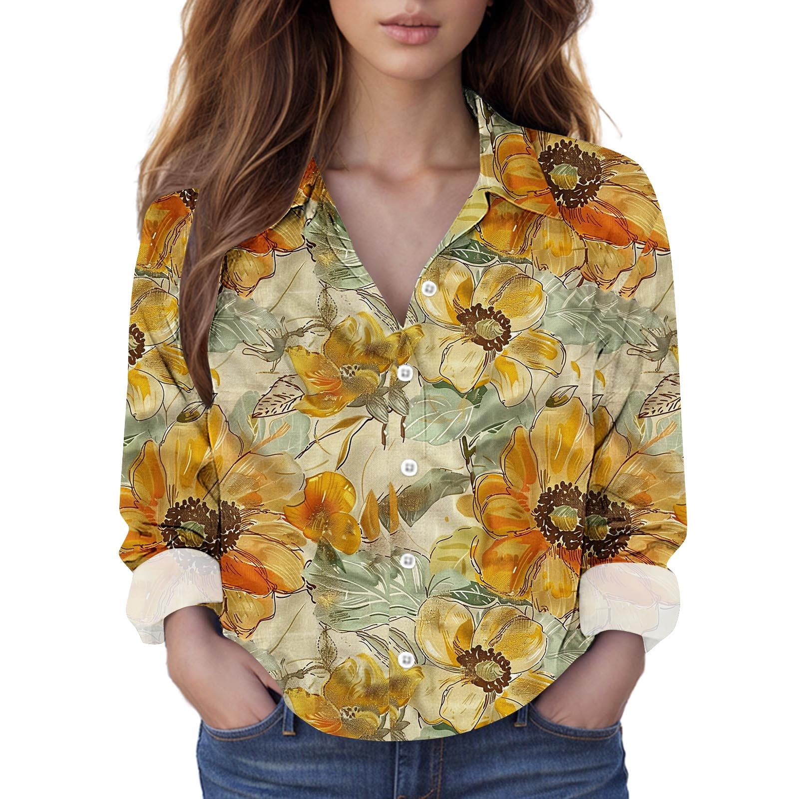 Blmnix Button Down Womens Dressy Tops and Blouses Collared Long Sleeve ...