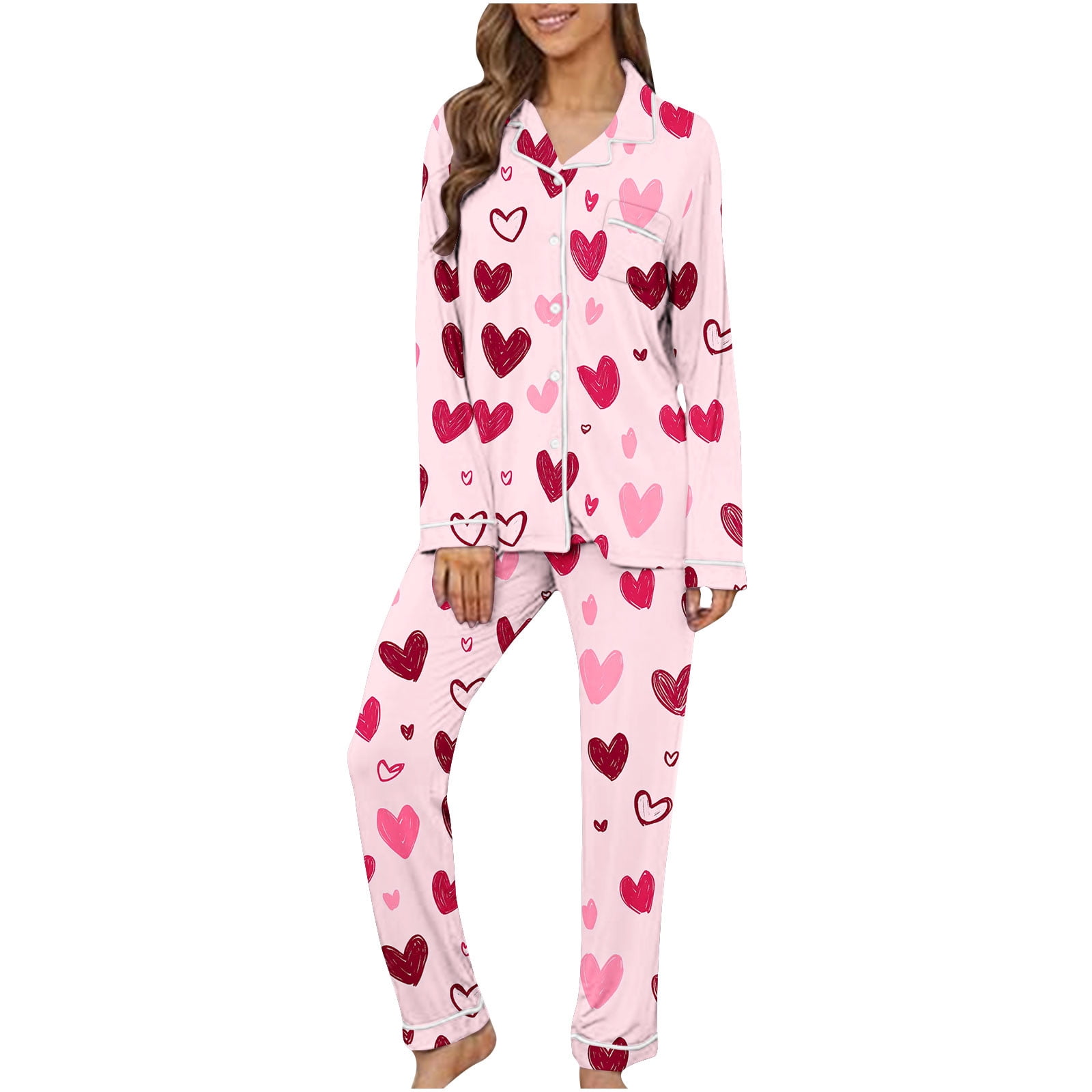 Blmnix Womens Pajama Sets Sleepwear Sets Heart Pajamas Valentines ...