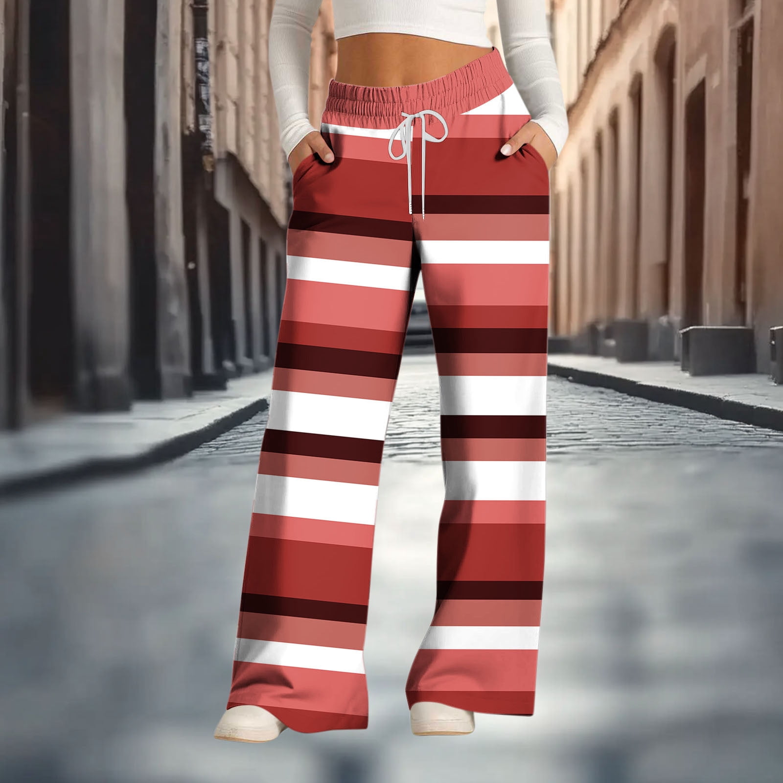 Blmnix Womens Pants Casual Casual Pants Palazzo Cotton Trousers Relaxed ...
