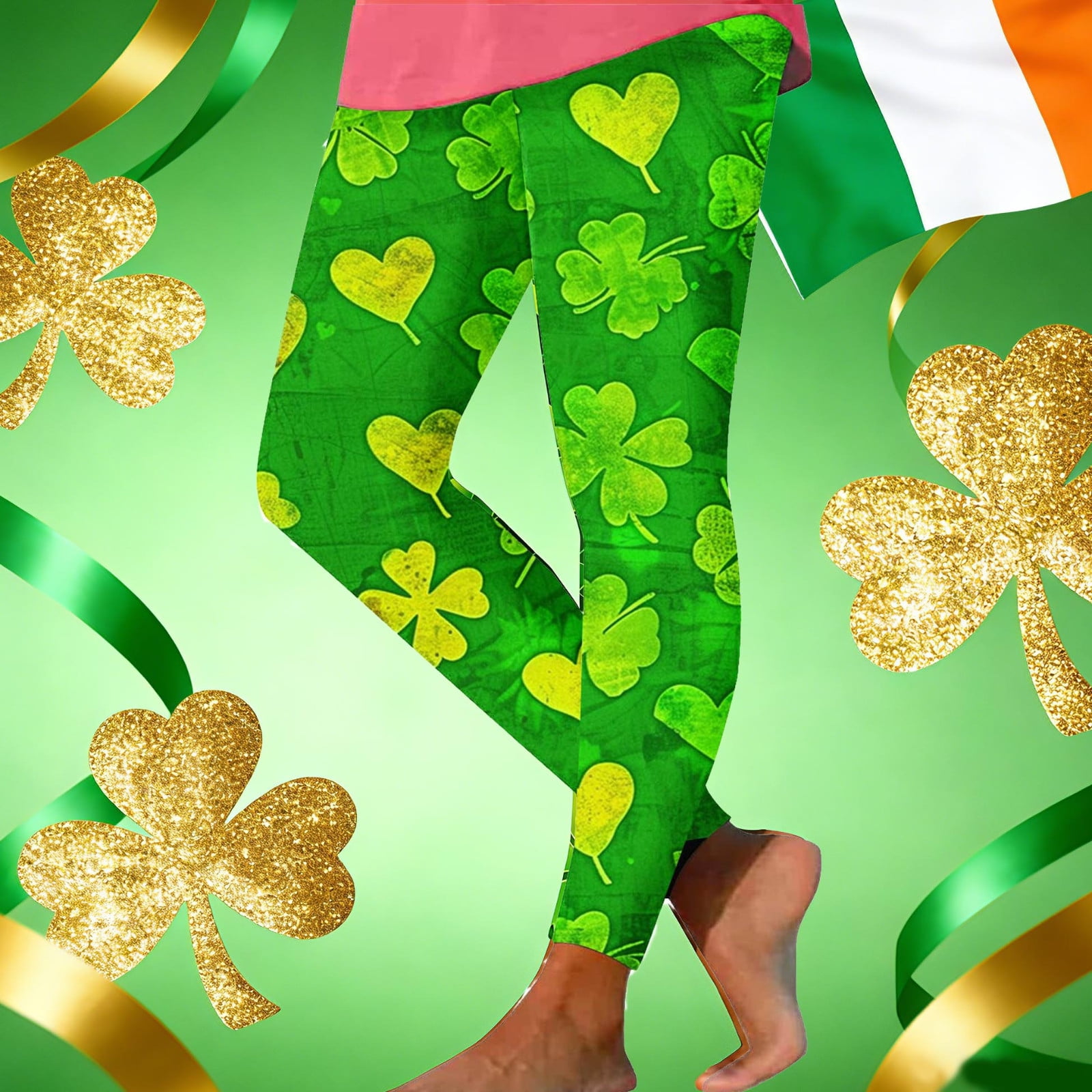 Blmnix Womens Pants Casual Cotton Yoga Pants Pleated St. Patrick ...