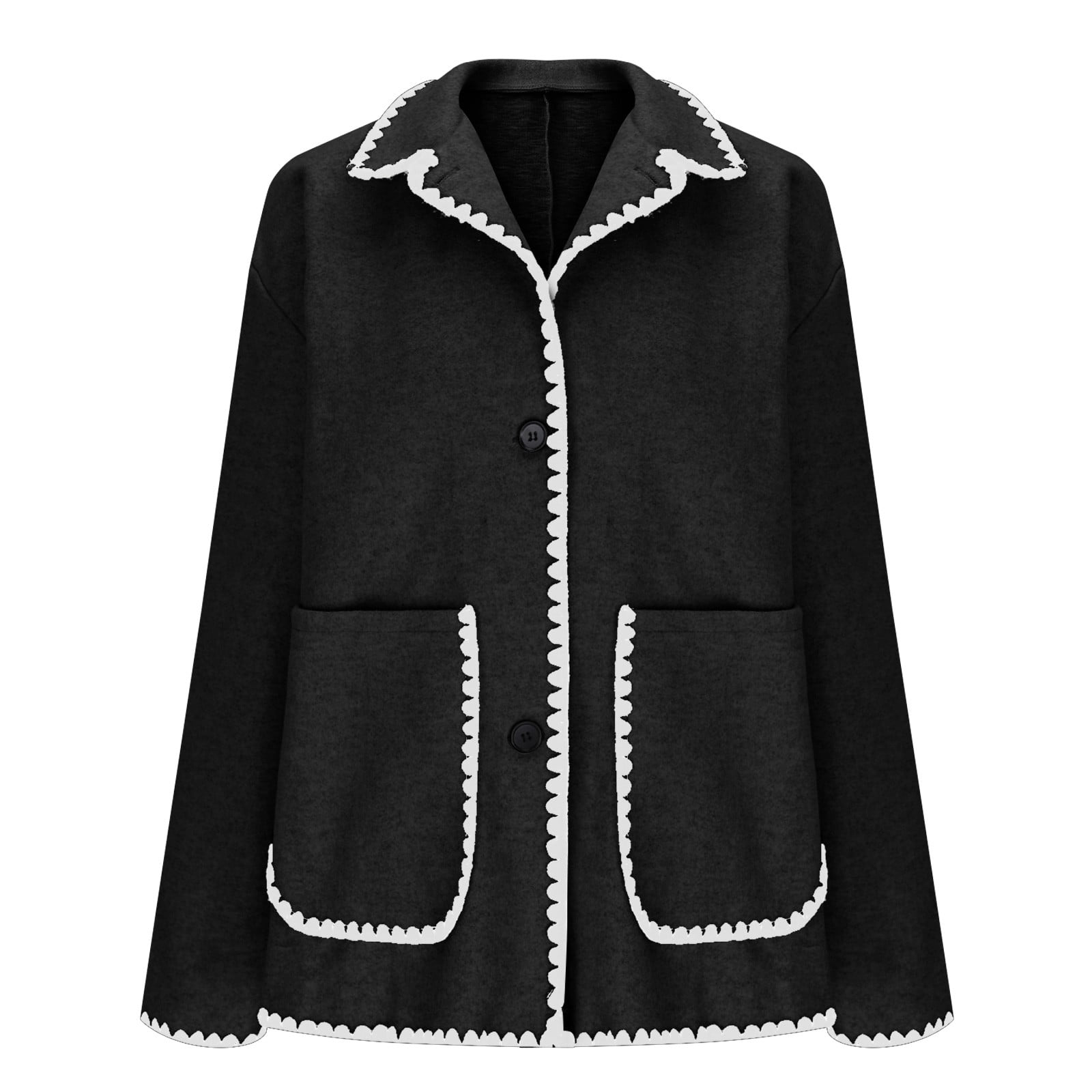 Blmnix Wool Winter Jacket for Women Black Button Down Women's Winter ...