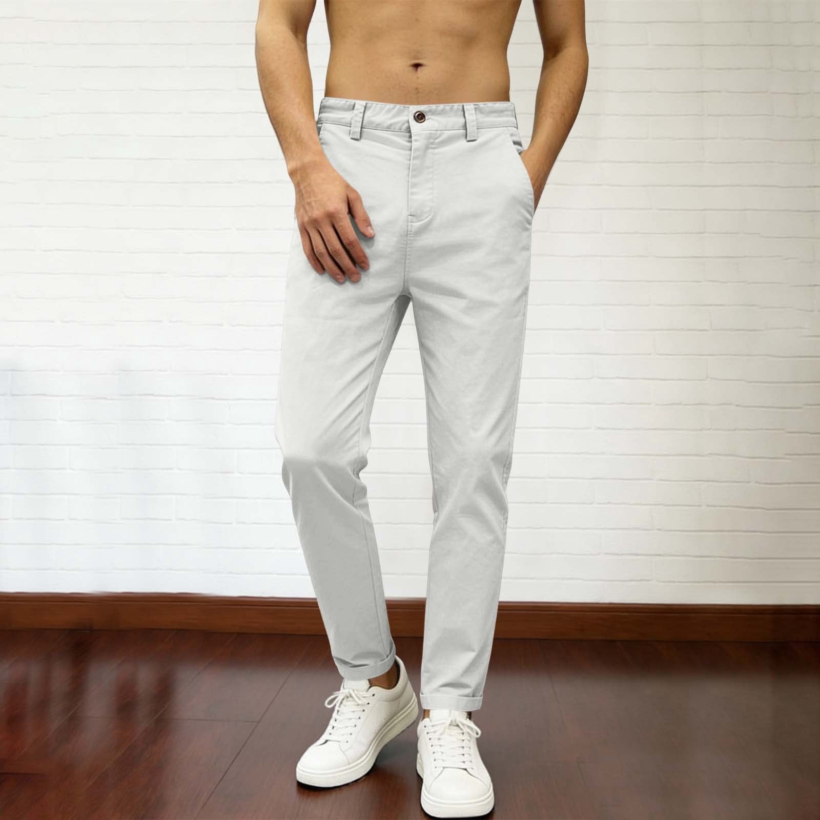 Blmnix Work Pants Men Pants Pleated Skinny Comfy Pants Low Waisted ...