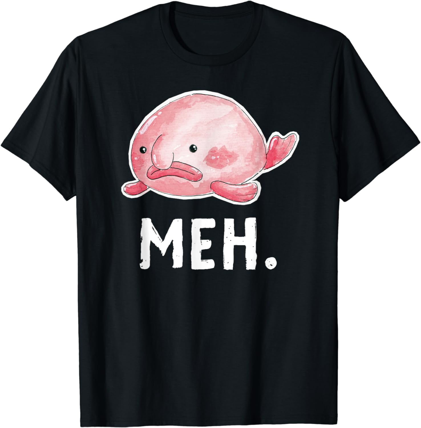 Blob Fish Meh. Ugly Sad Watercolor Cute Kawaii T-Shirt - Walmart.com