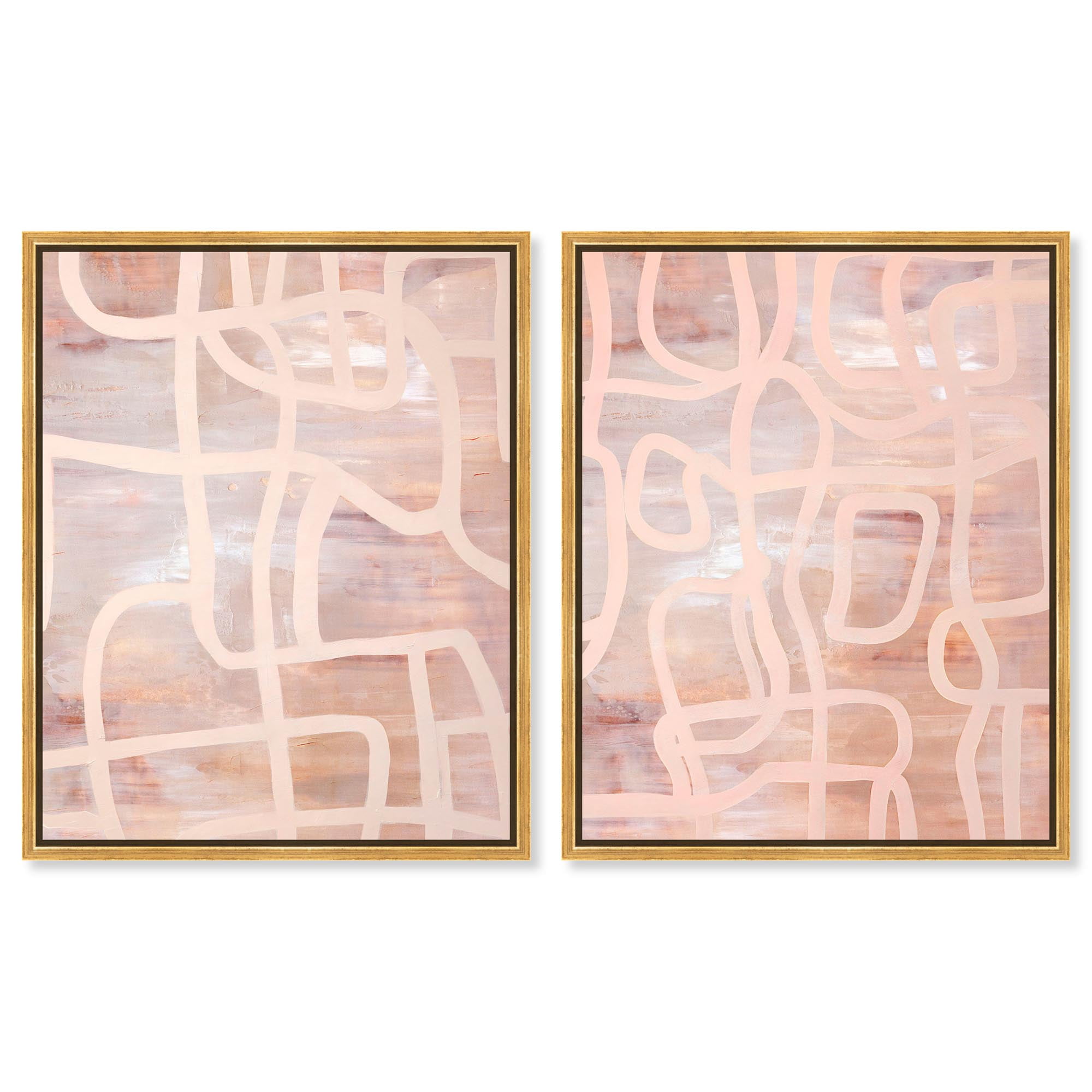 Blob and Curve Set Canvas Set of 2 Modern Boho by Art Remedy, Gold ...