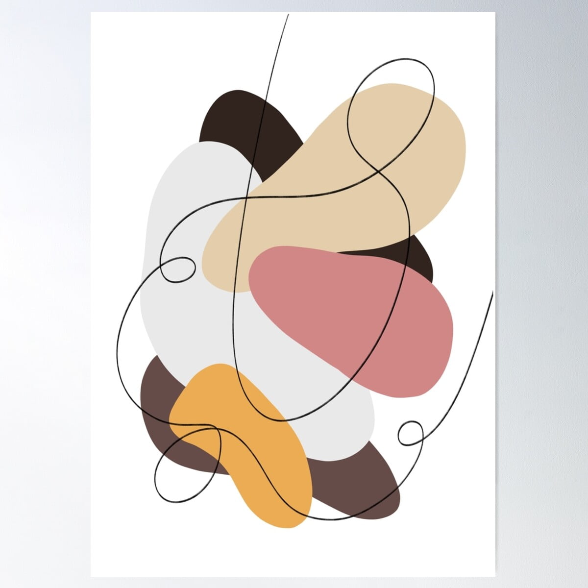 Blobs And Shapes In Natural Earth Colors With Lines Poster Wall Art ...