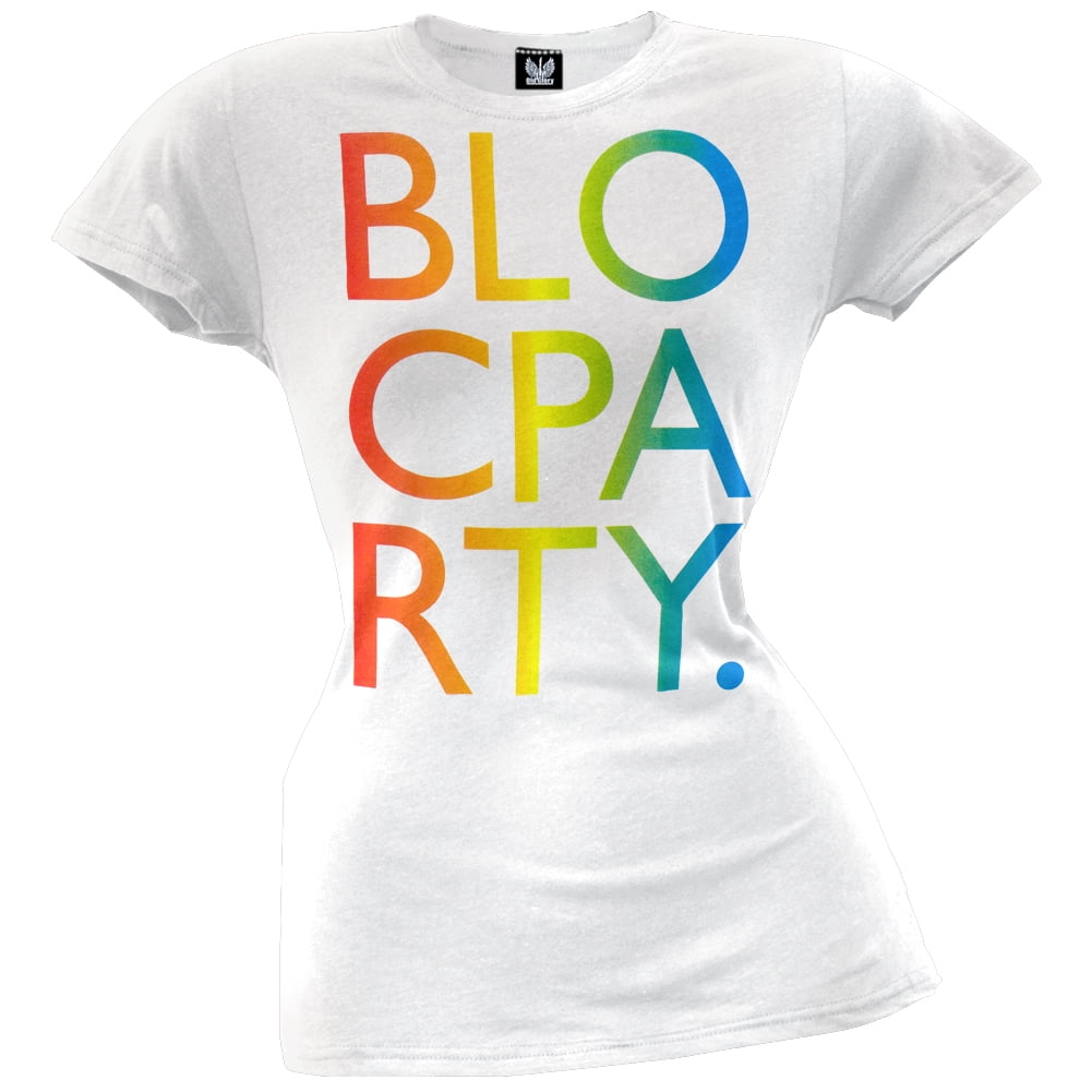 Bloc Party Women's Juniors Rainbow Letters Short Sleeve T Shirt ...