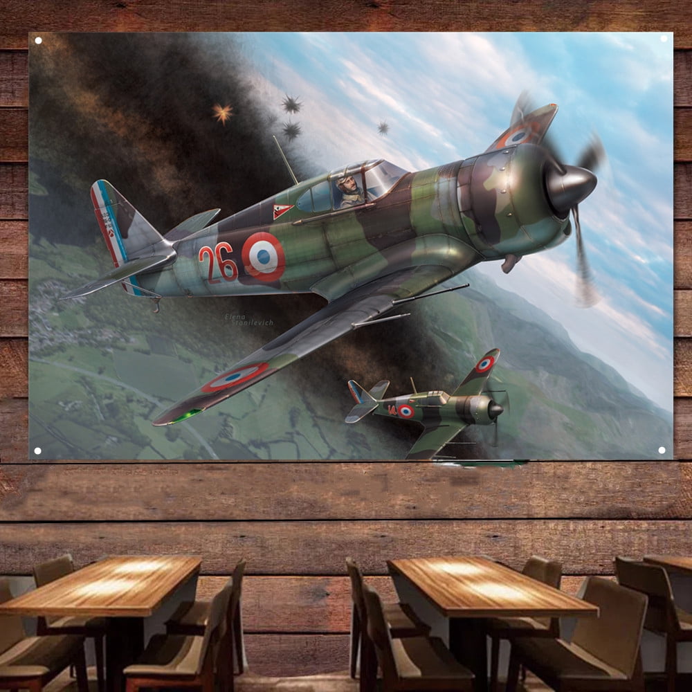 Bloch MB.155C.1 Fighter Jet Poster Wall Hanging Flag Aviation Decor ...