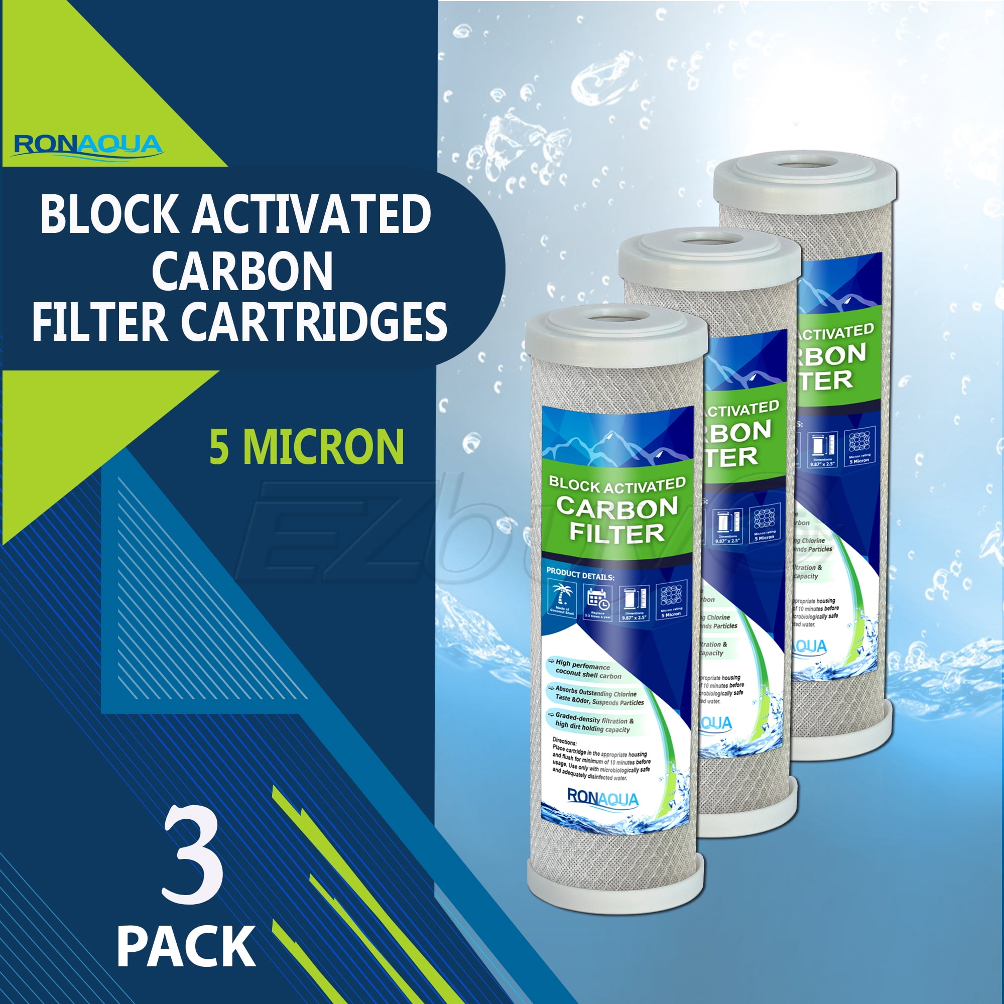 Block Activated Carbon Coconut Shell Water Filter Cartridge 5 Micron ...