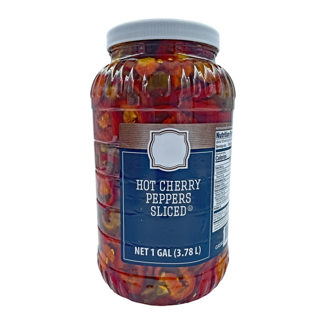 Block & Barrel Sliced Hot Cherry Peppers | Kosher | 1 Gallon (128 oz ...