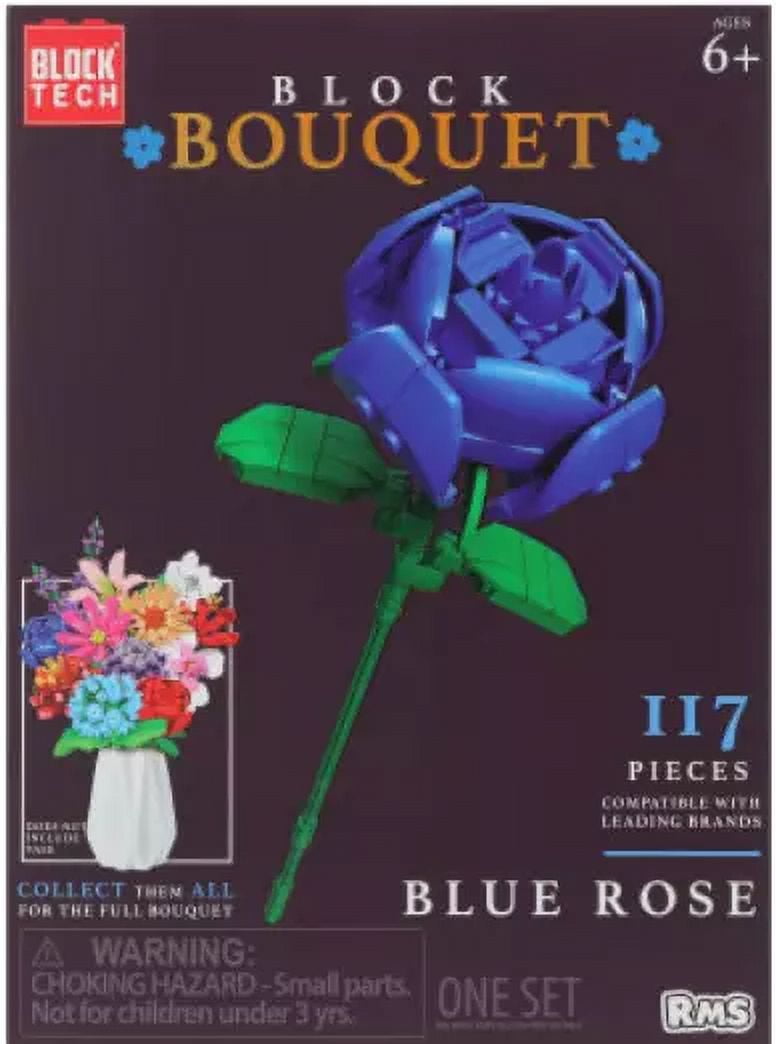 Block Bouquet Blue Rose Build Set 117 Pieces - Walmart.com