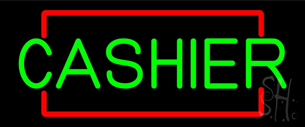 Block Cashier LED Neon Sign 10 x 24 - inches, Clear Edge Cut Acrylic ...