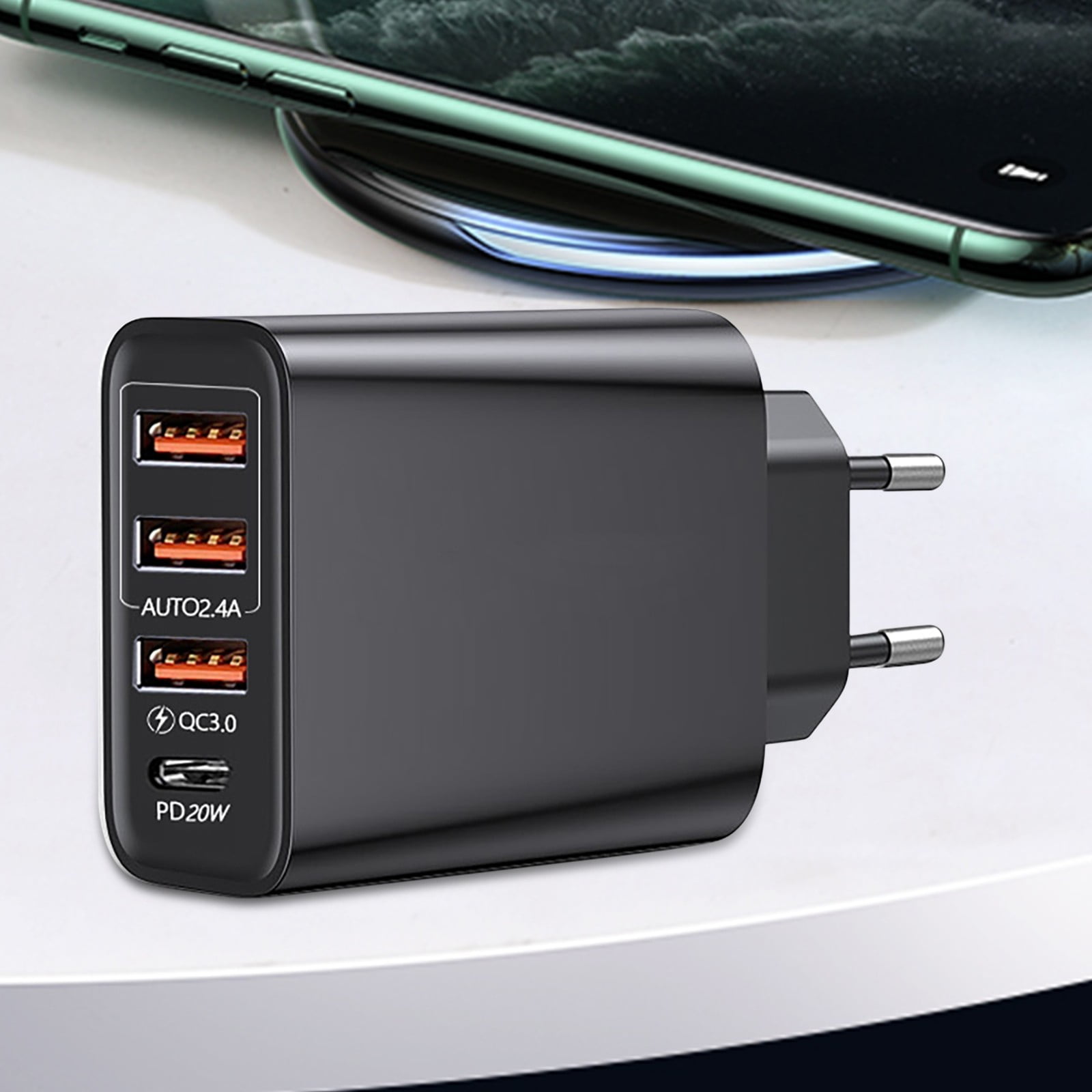 Block Charging Head USB+C Wall Mount Phone Charger Portable Fast ...