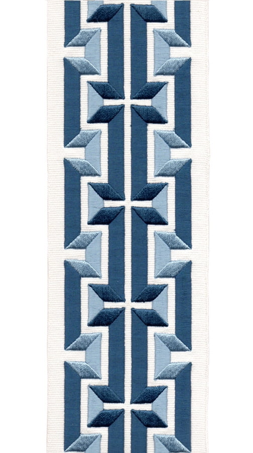 Block Geometric Cotton Canvas Trim Greek Key Pattern - Ivory Navy Bold ...