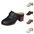 Block Heel Mule Clogs for Women 2026 Summer Trendy Pu Leather Closed ...