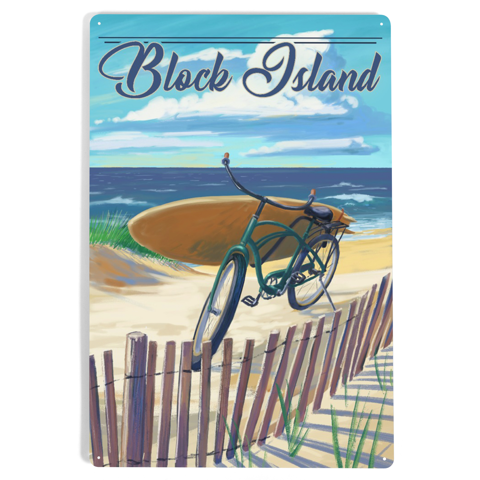 Block Island, Rhode Island, Beach Cruiser on Beach (12x18 Aluminum Art ...
