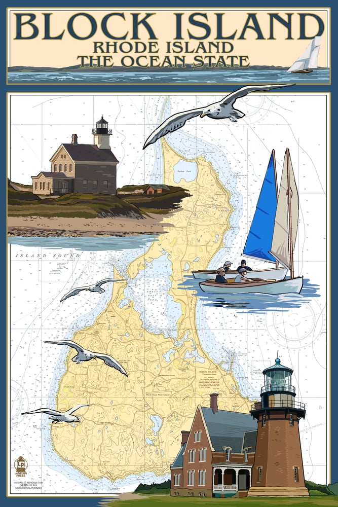 Block Island, Rhode Island, Nautical Chart (36x54 Giclee Gallery Art ...