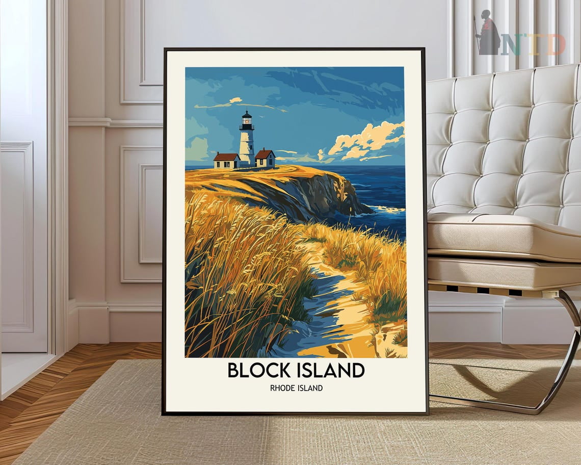 Block Island Travel Poster, Block Island Wall Art, Block Island Poster ...