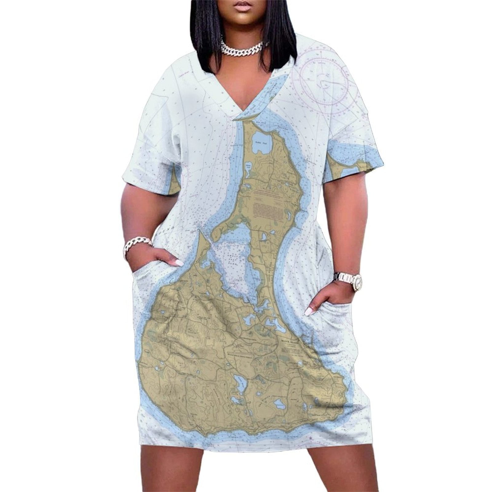 Block Island-vestido de noche de lujo para mujer traje holgado con ...