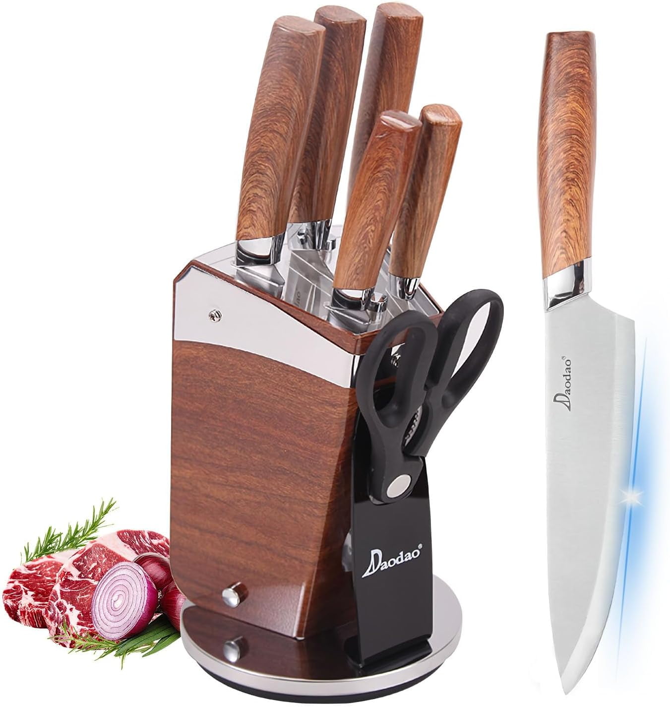 Block Knife Set, 7-Pieces Knife Set for Kitchen with Block, High Carbon ...