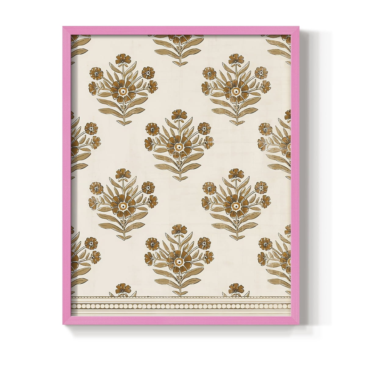 Wexford Home Block Print Blooms I Floral Picture Pink Solid Wood Frame ...