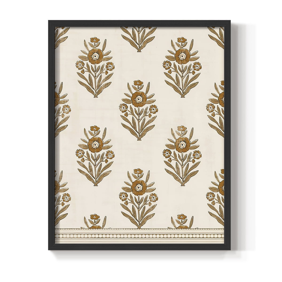 Block Print Blooms II Framed Print in Black Solid Wood Framed Print No ...