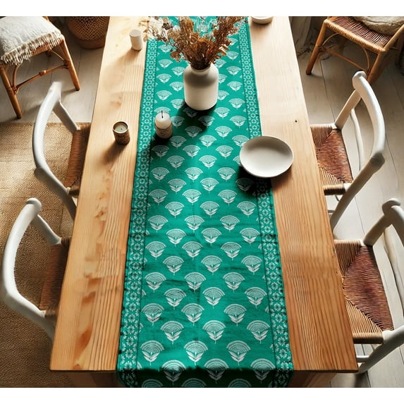 Block Print Cotton Table Runner by Vargottam - 14 Inch Wide Premium ...