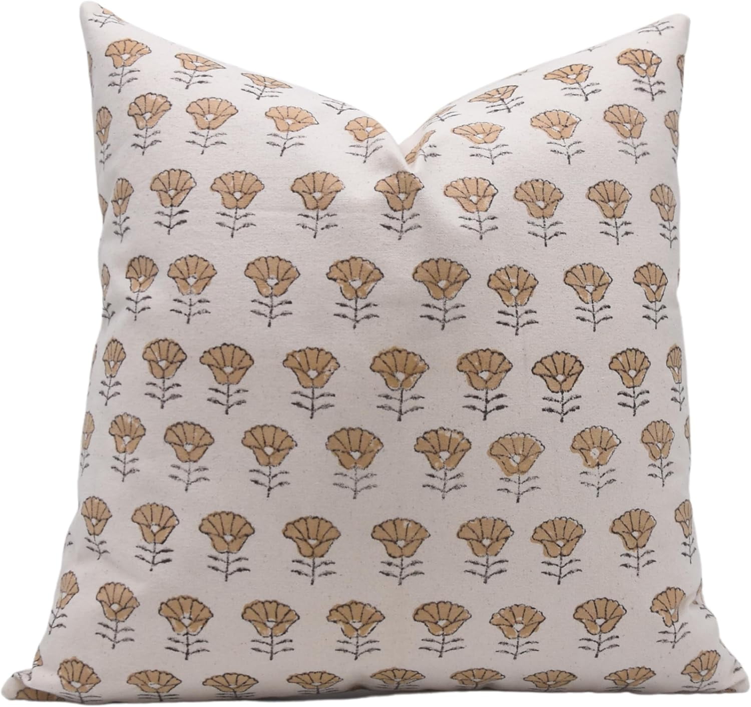 Block Print Off White Linen 24X24 Throw Pillowcase Cushion Cover with ...